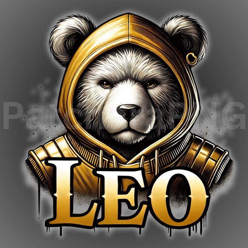 Leo Bear PNG | Zodiac Lion Sign Bear Clipart | Horoscope Hoodie Animal ...