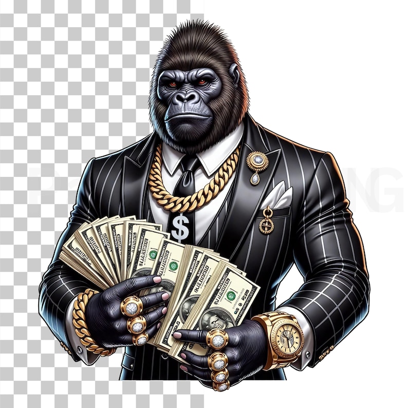 Gangster Gorilla PNG | Money Gorilla Clipart for Sublimation | Hip Hop ...