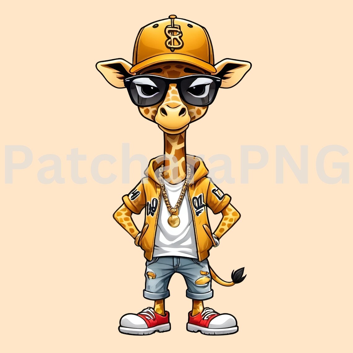 Hip-hop Giraffe Graffiti Art Cool Cartoon Giraffe With Gold Chains and ...