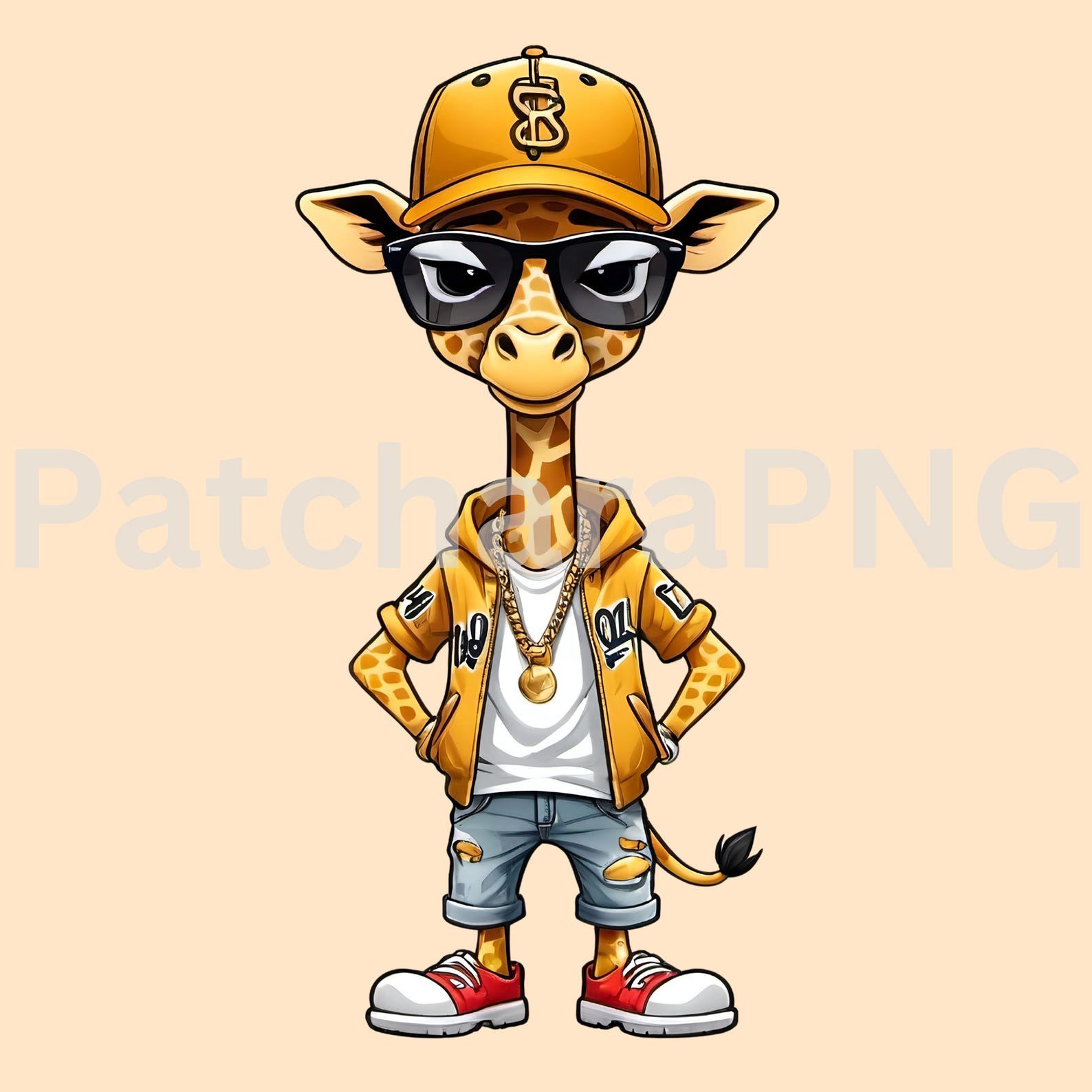 Hip-hop Giraffe Graffiti Art Cool Cartoon Giraffe With Gold Chains and ...