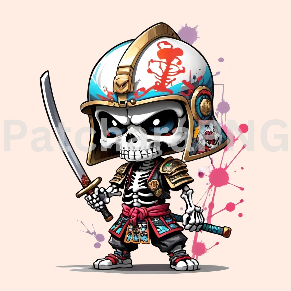 Skeleton Samurai PNG | Warrior T-shirt Sticker, Instant Digital File ...