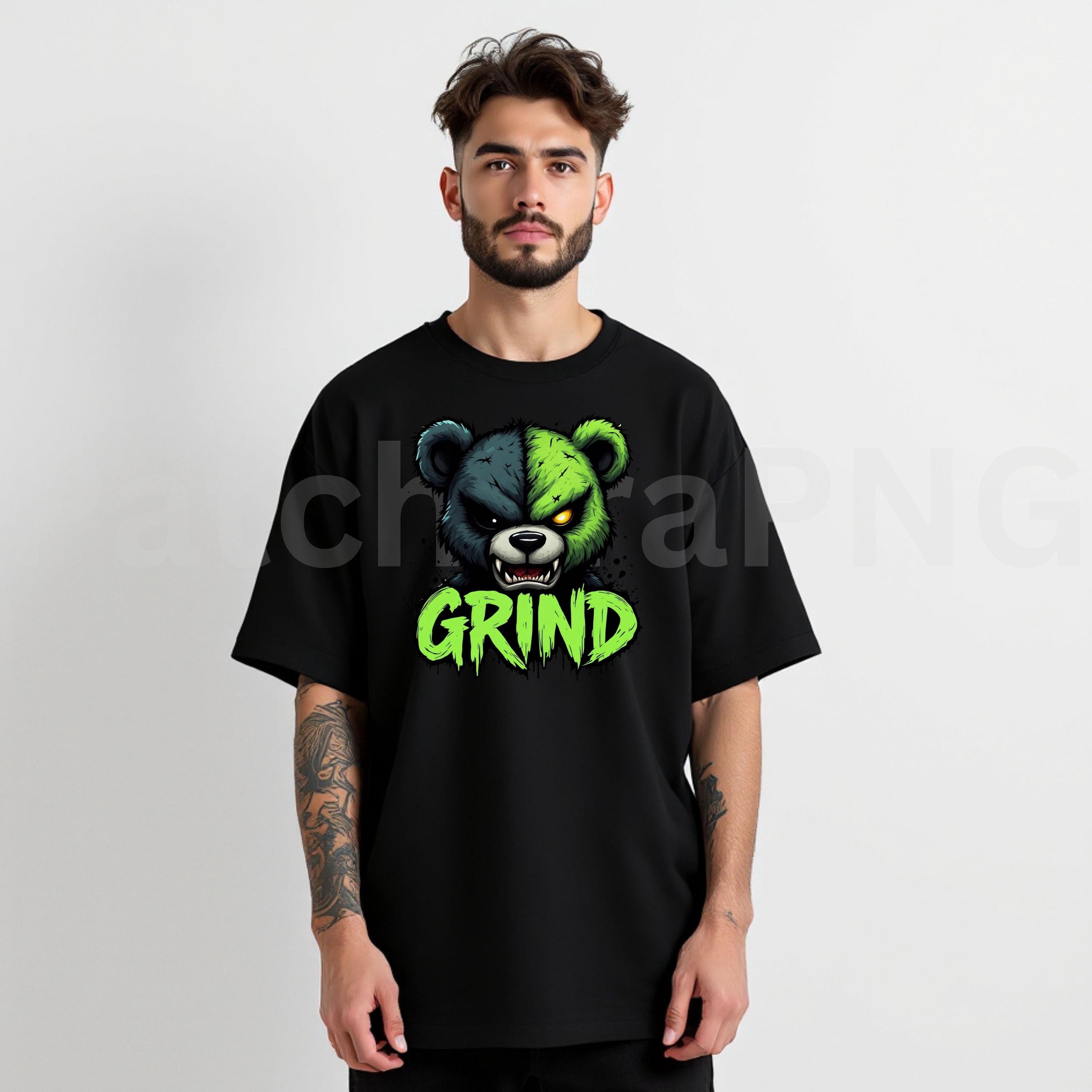 Grind Bear PNG | Hustle Teddy Clipart With Green Face | Motivational ...