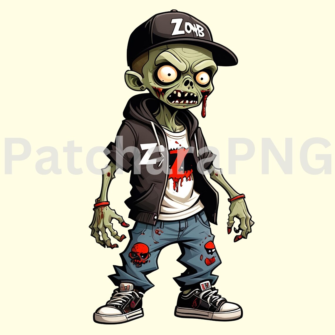 Cool Zombie Gangster Cartoon in Hip-hop Streetwear | Graffiti-style ...