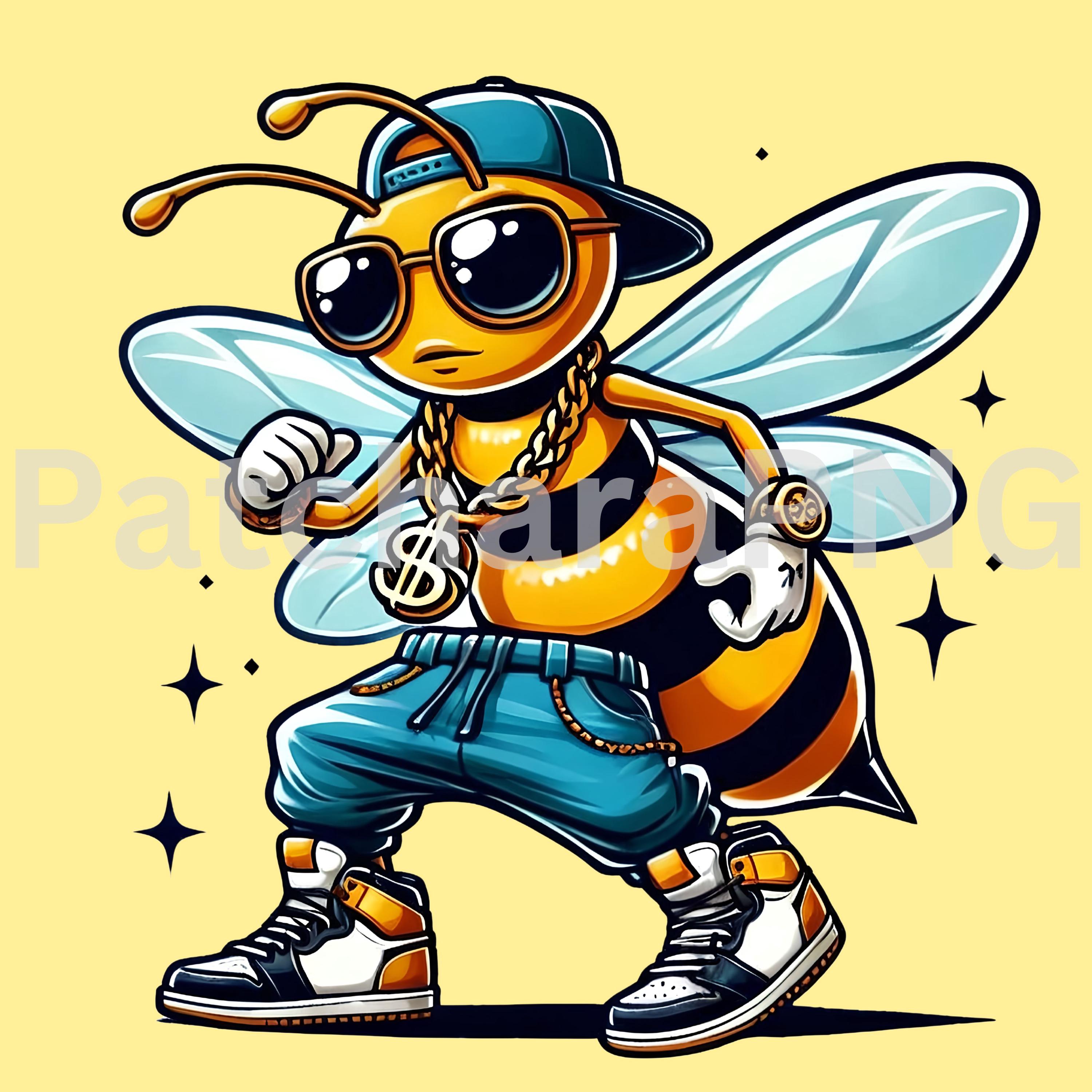 Swag Bee PNG | Cool Bee Clipart With Shades, Sneakers, and Chains ...