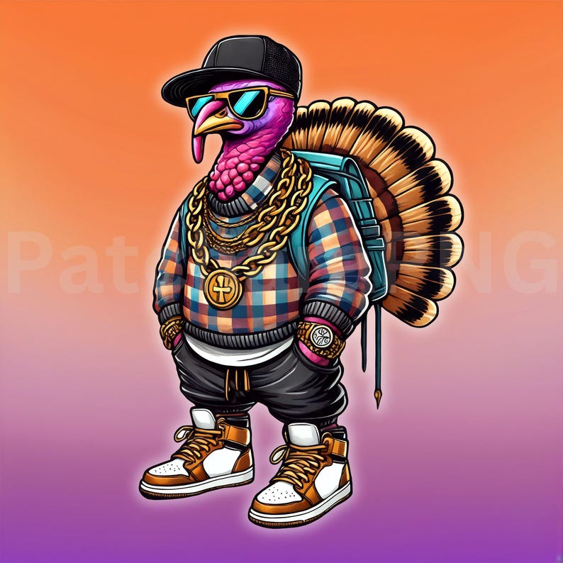 Gangsta Turkey PNG | Thanksgiving Turkey Clipart in Streetwear With ...