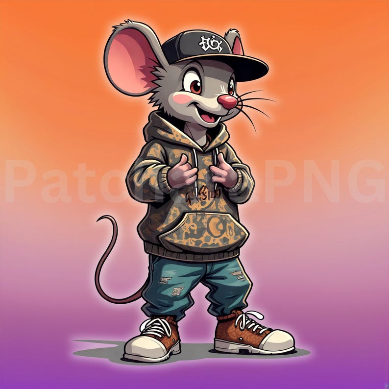 Cool Mouse PNG | Streetwear Cartoon Mouse Clipart for DTF, Sublimation ...