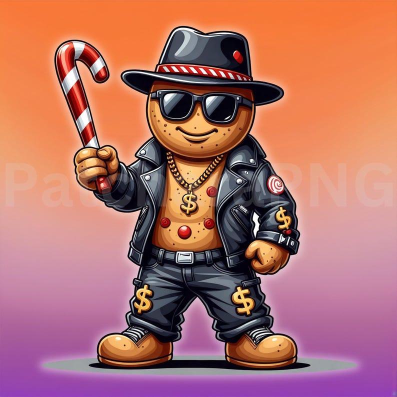 Gangster Gingerbread Man Clipart Cool Hip-hop Cookie PNG Trendy ...