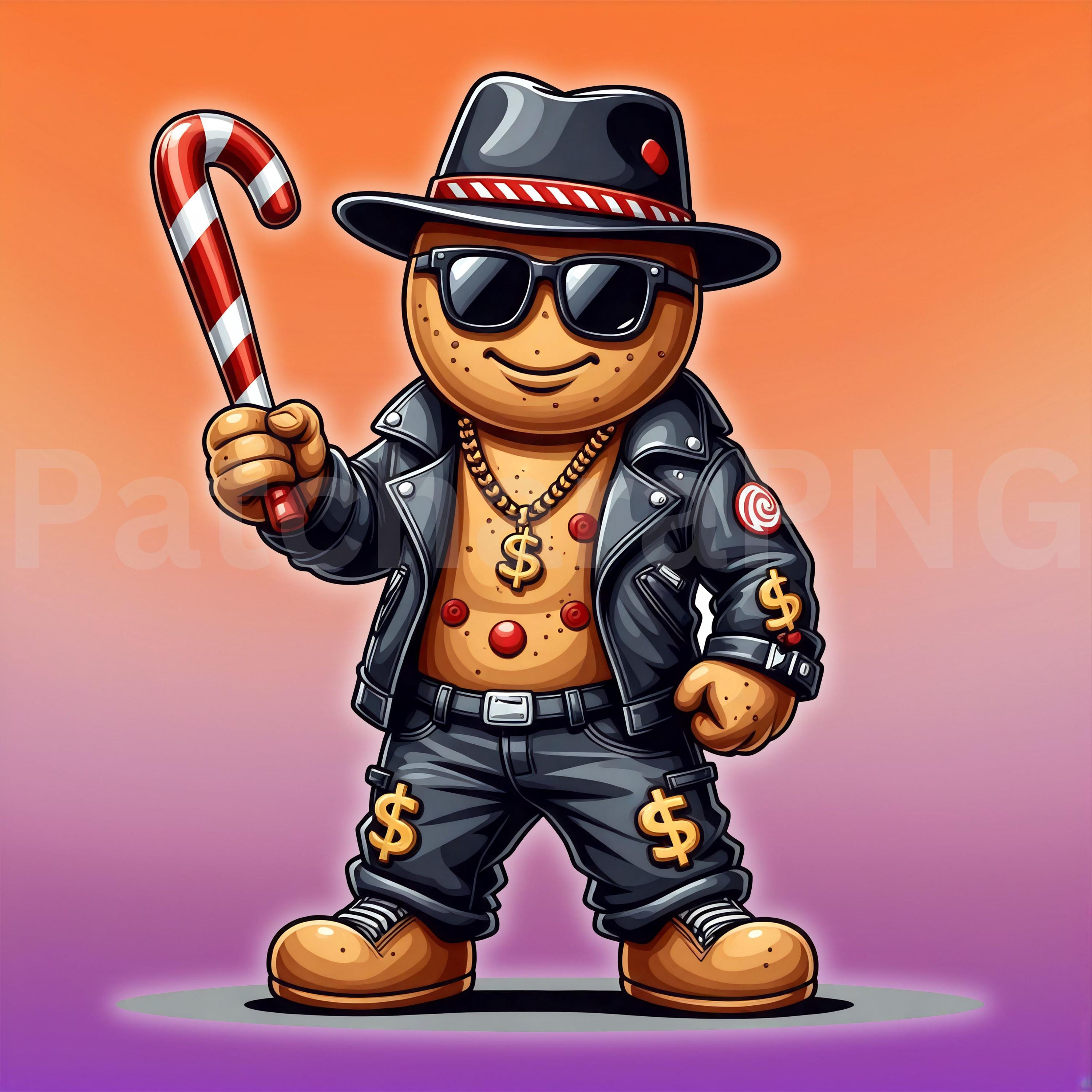 Gangster Gingerbread Man Clipart | Cool Hip-hop Cookie PNG | Trendy ...
