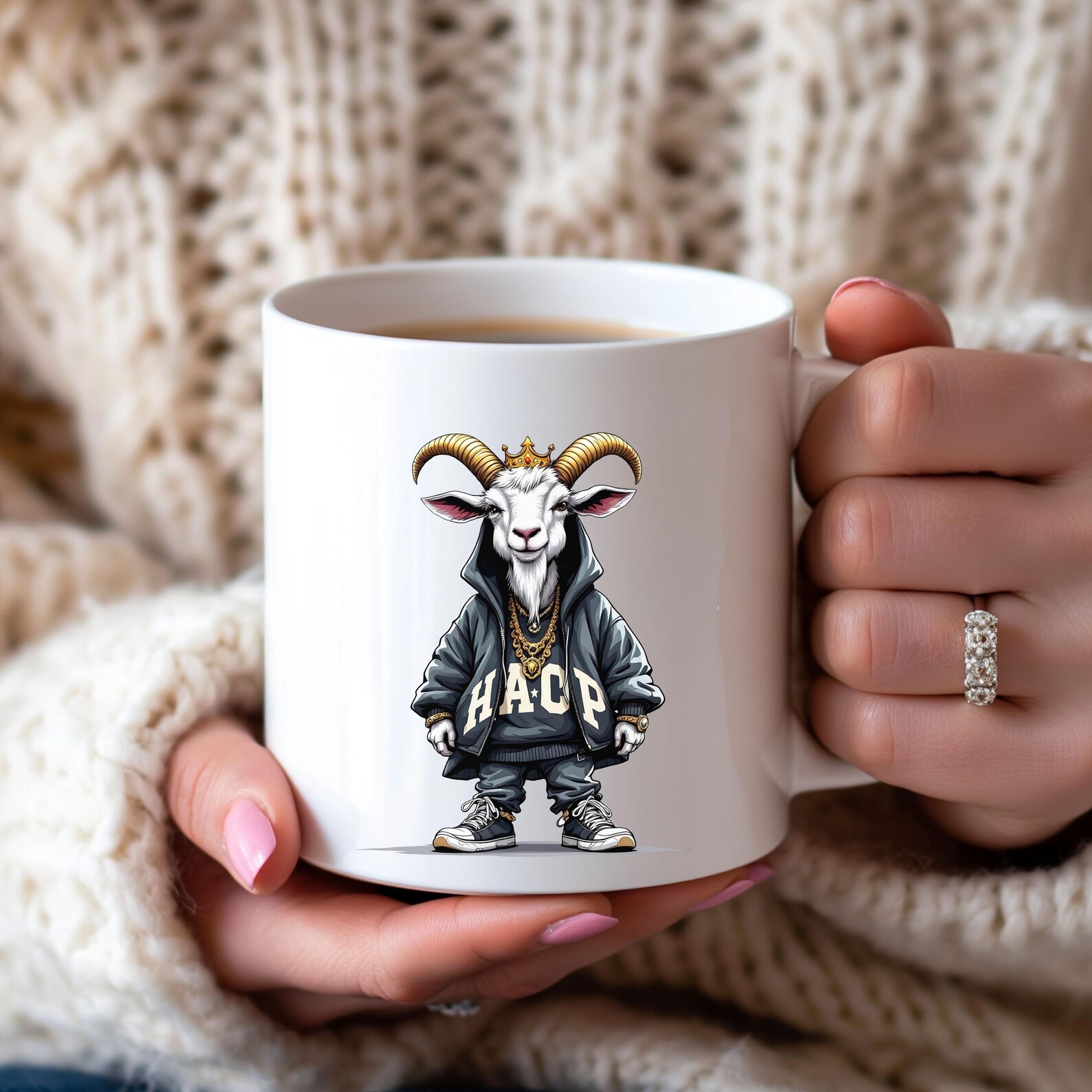 Goat King PNG | Cool Goat Clipart With Crown and Hoodie | Hip Hop Gang ...