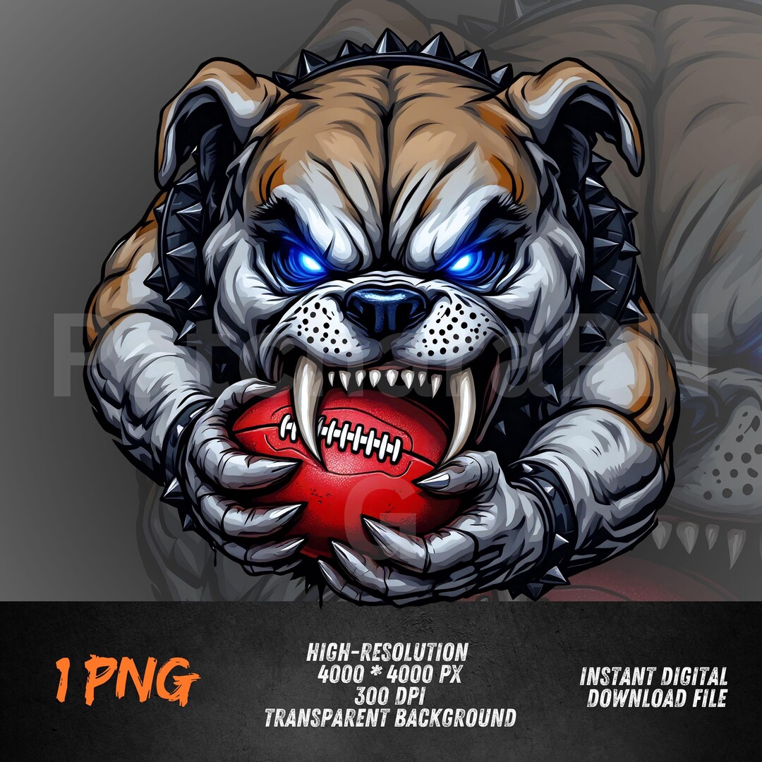 Bulldog Football Mascot PNG | Fierce Bulldogs Sublimation Clipart ...