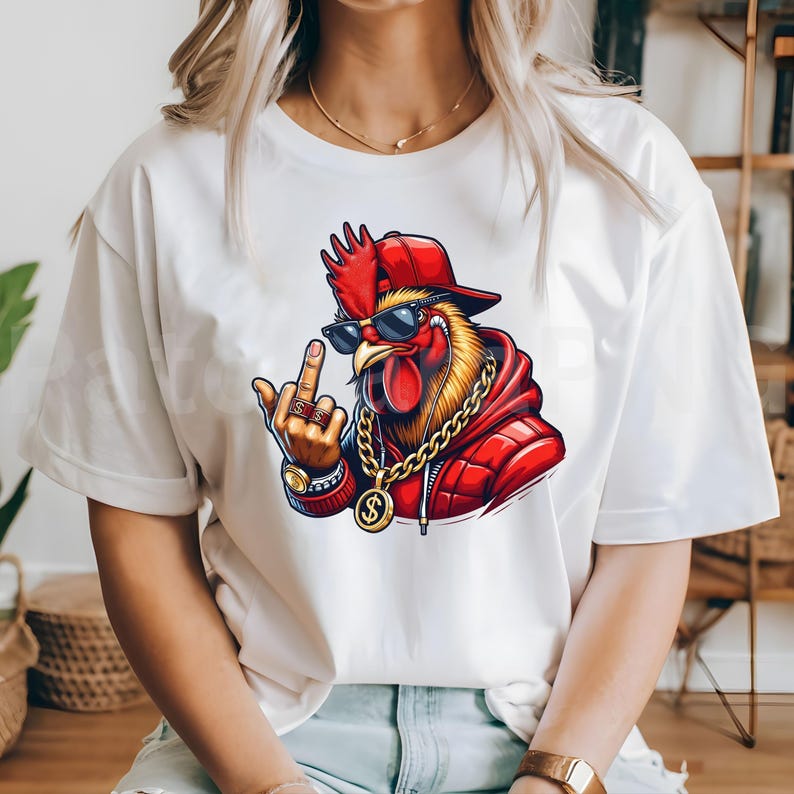 Rude Rooster PNG | Gangsta Chicken Clipart With Red Jacket and Gesture ...