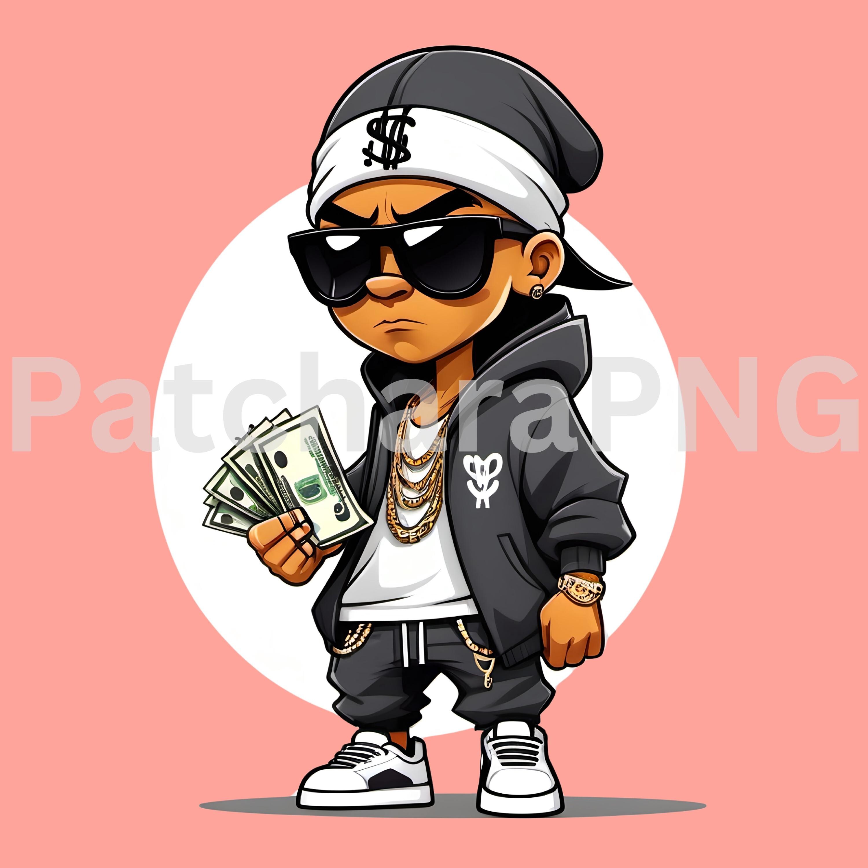 Cool Hip-hop Gangster PNG - Cartoon Streetwear Character With Bandana ...