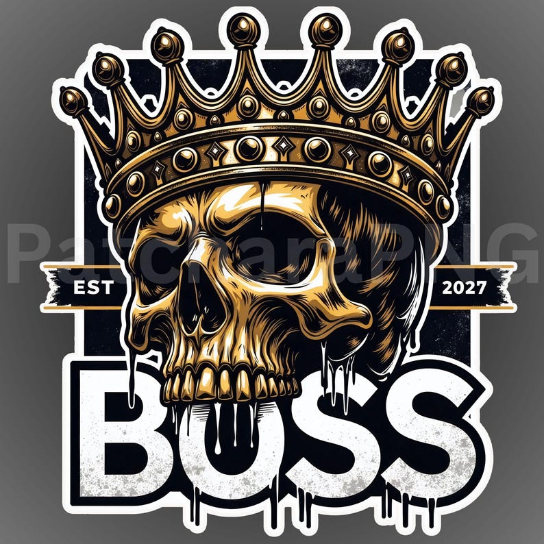 Boss Skull PNG | Crown Graffiti Sublimation Design | DTF Transfer ...