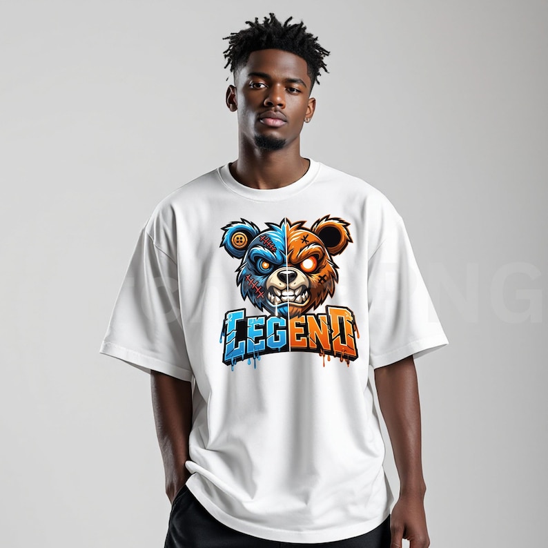 Legend Bear PNG | Split Face Graffiti Bear Clipart | Urban Hustle ...
