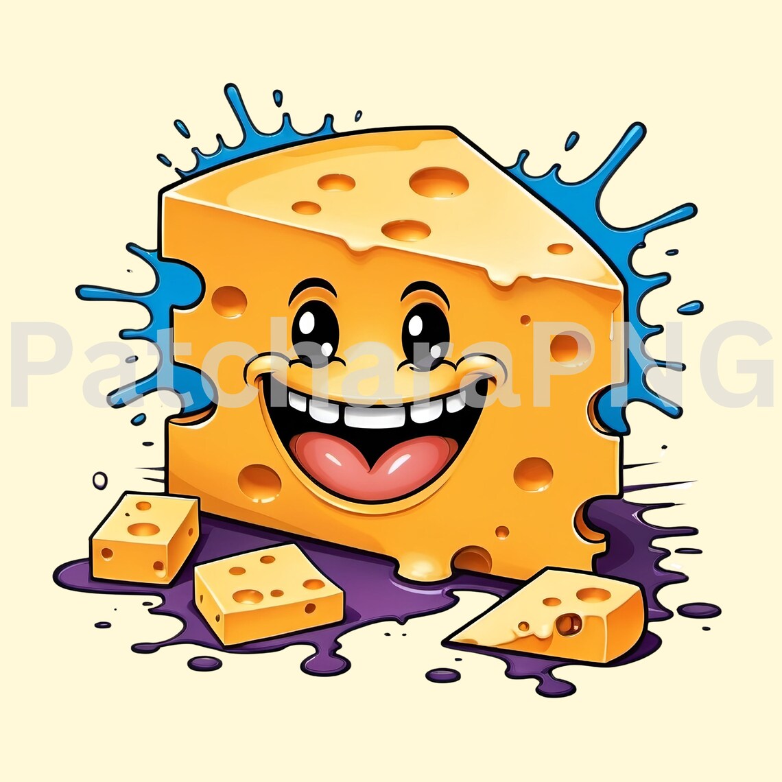 Cheese Meltdown Graffiti Art Fun and Playful Design on White Background ...