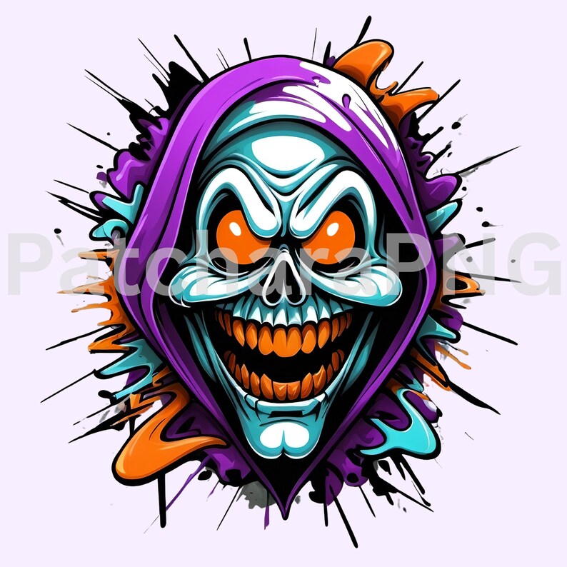 Scary Skull PNG | Graffiti Style Skeleton Clipart With Hoodie | Urban ...