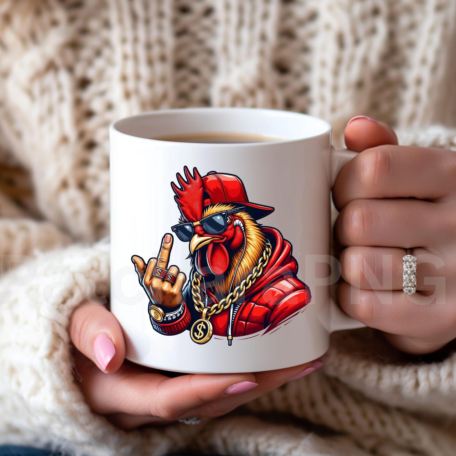 Rude Rooster PNG | Gangsta Chicken Clipart With Red Jacket and Gesture ...