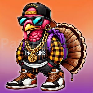 Gangsta Turkey PNG | Thanksgiving Turkey Clipart in Streetwear With ...