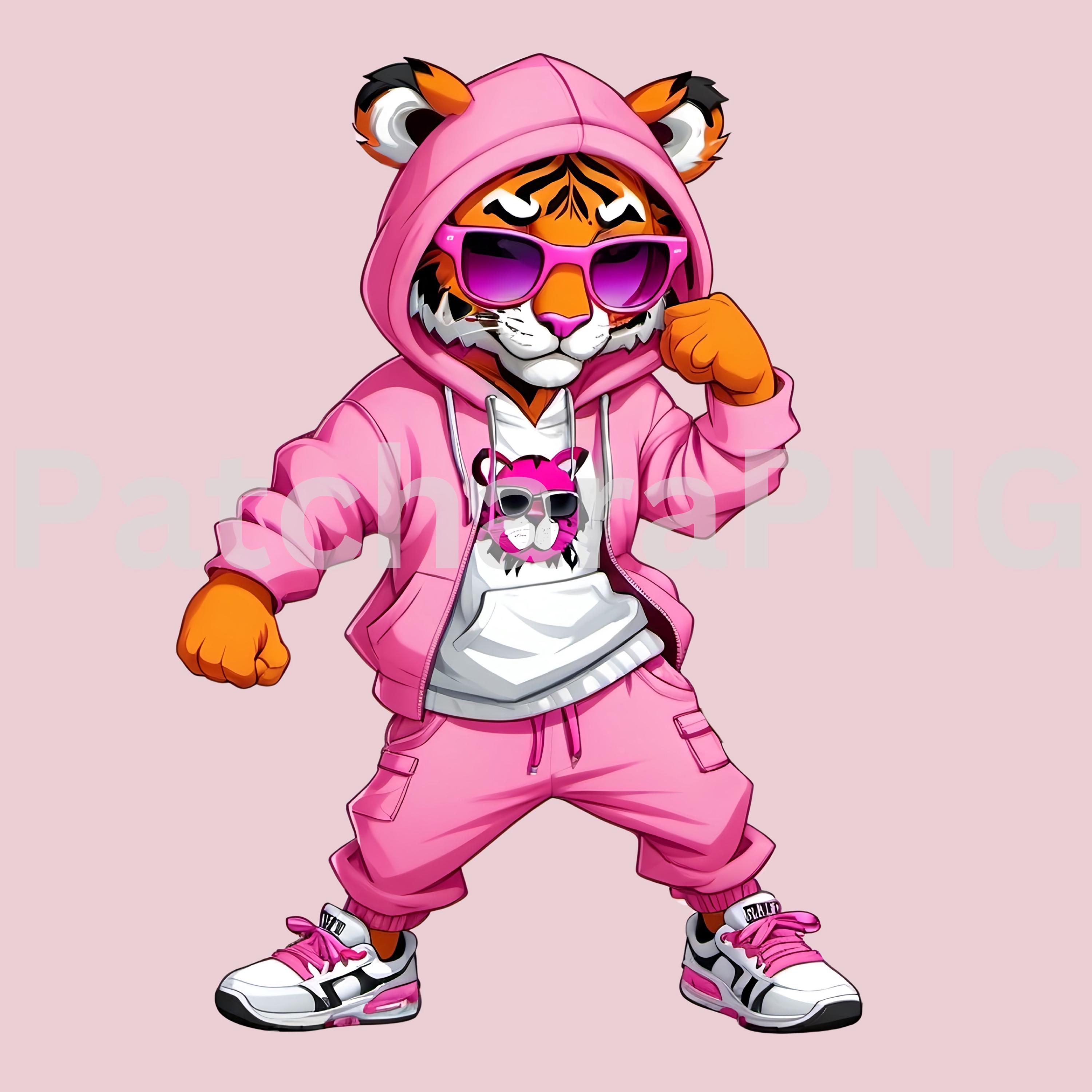 Swag Tiger PNG | Pink Tracksuit Tiger Clipart With Shades | Street ...