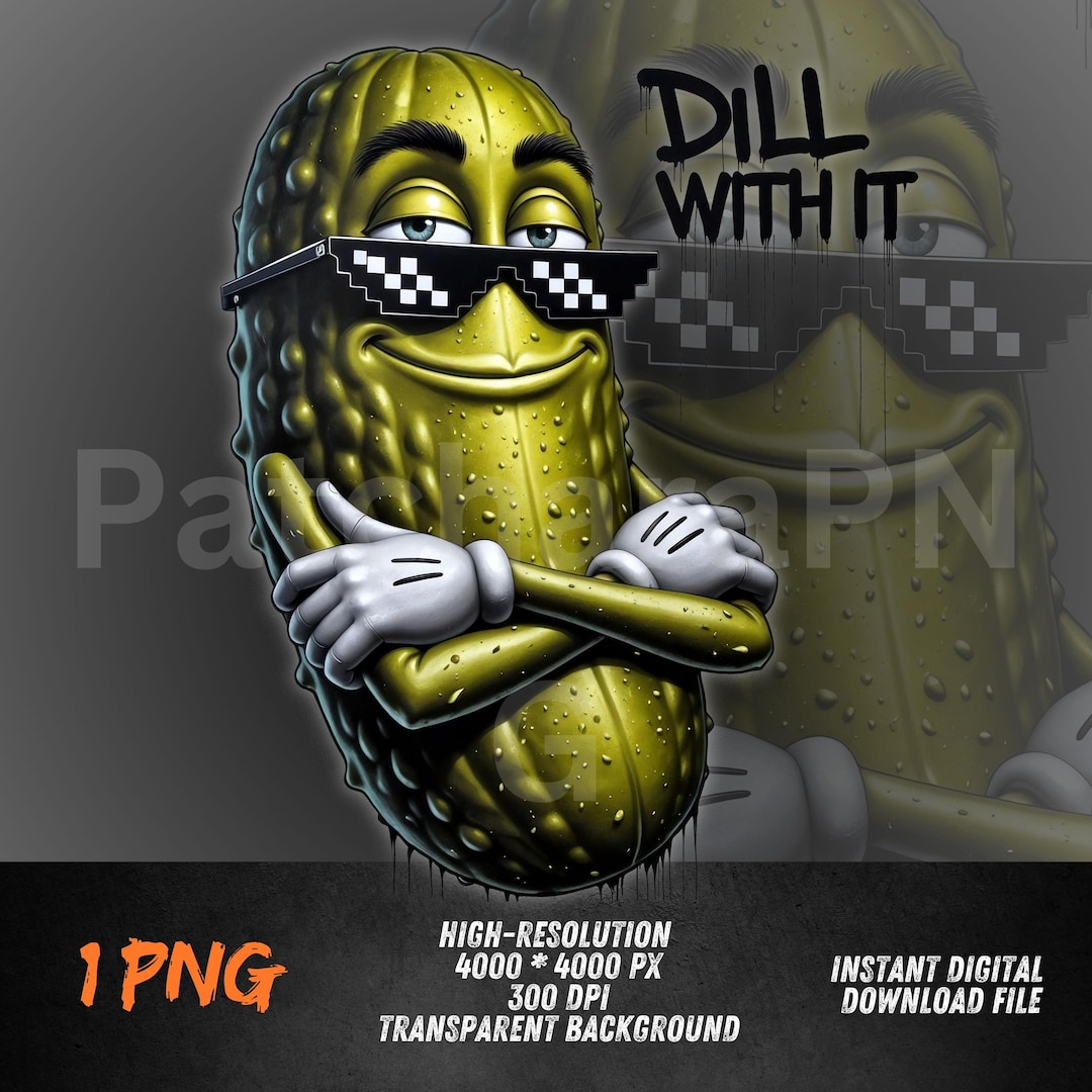 Dill With It Pickle PNG, Funny Graffiti Meme Clipart, Sarcastic Pickle ...