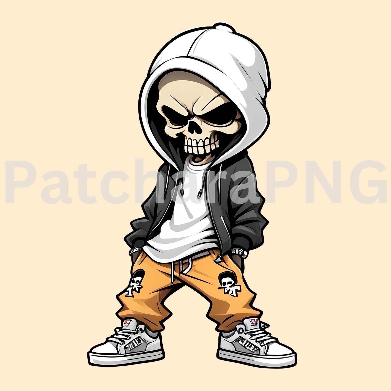 Cool Skull Cartoon Character in Hip-hop Streetwear | Graffiti-style ...