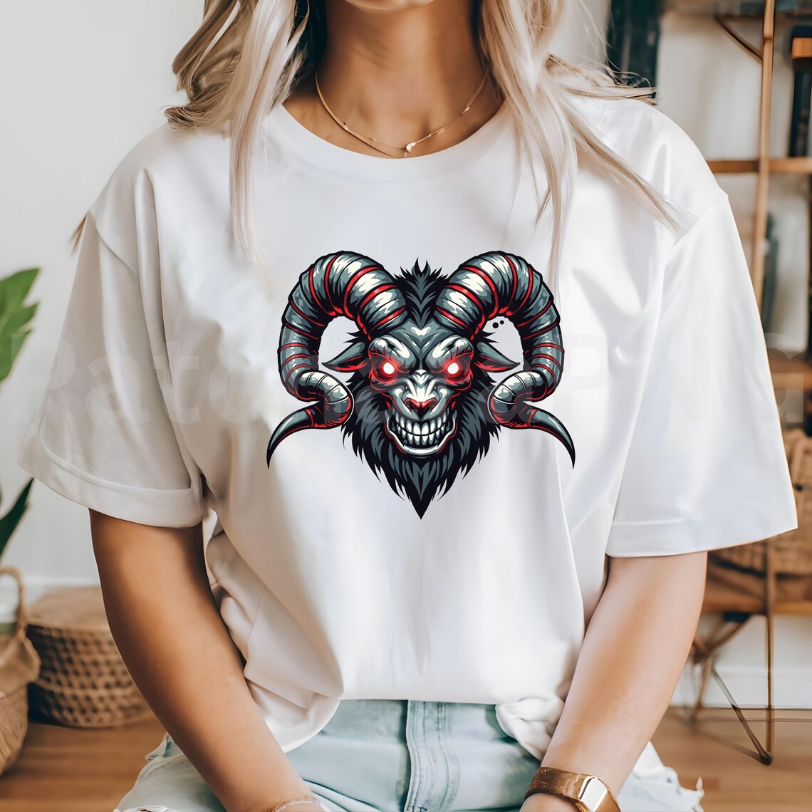 Evil Ram Skull PNG | Demon Goat Horned Clipart | Gothic Tattoo Style ...