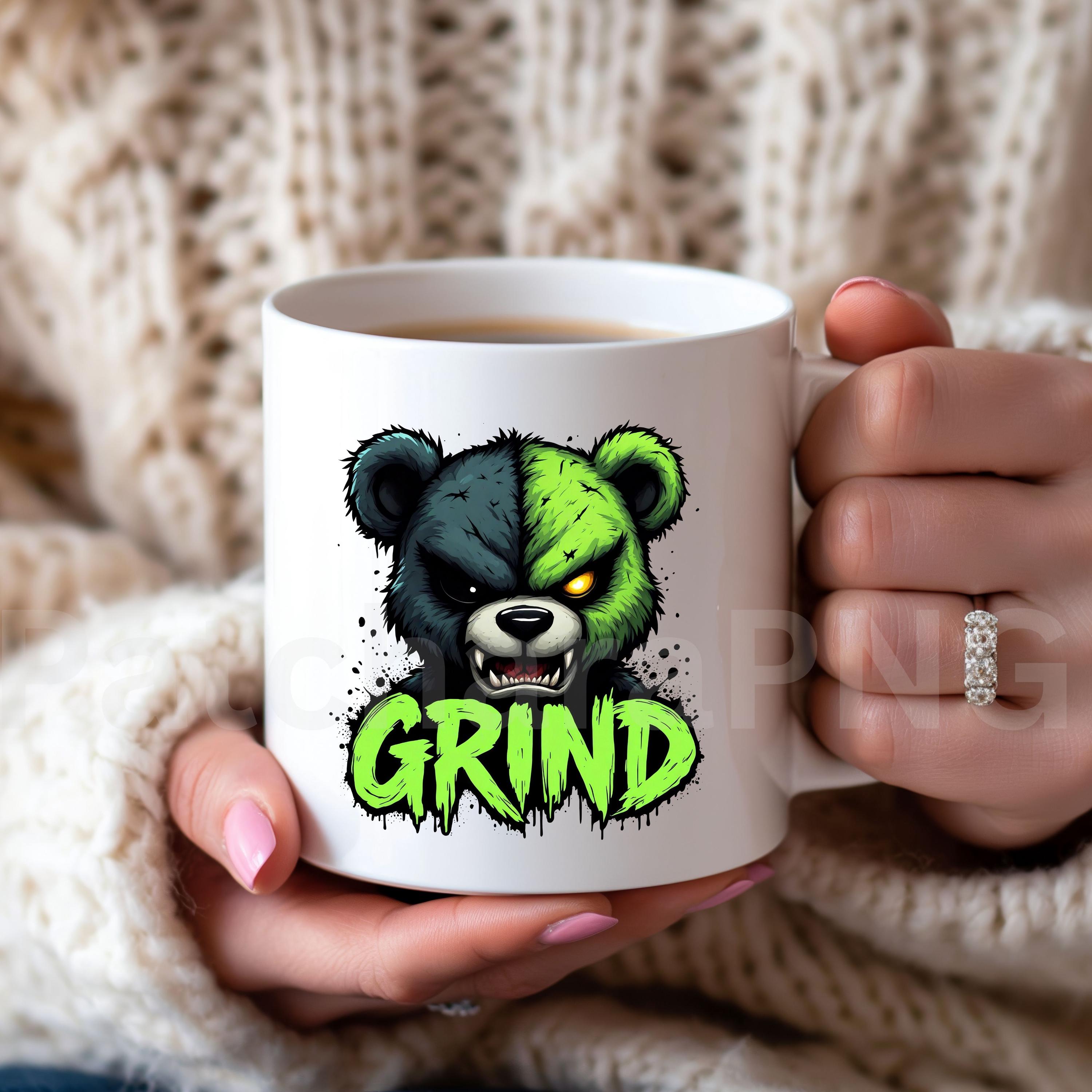 Grind Bear PNG | Hustle Teddy Clipart With Green Face | Motivational ...