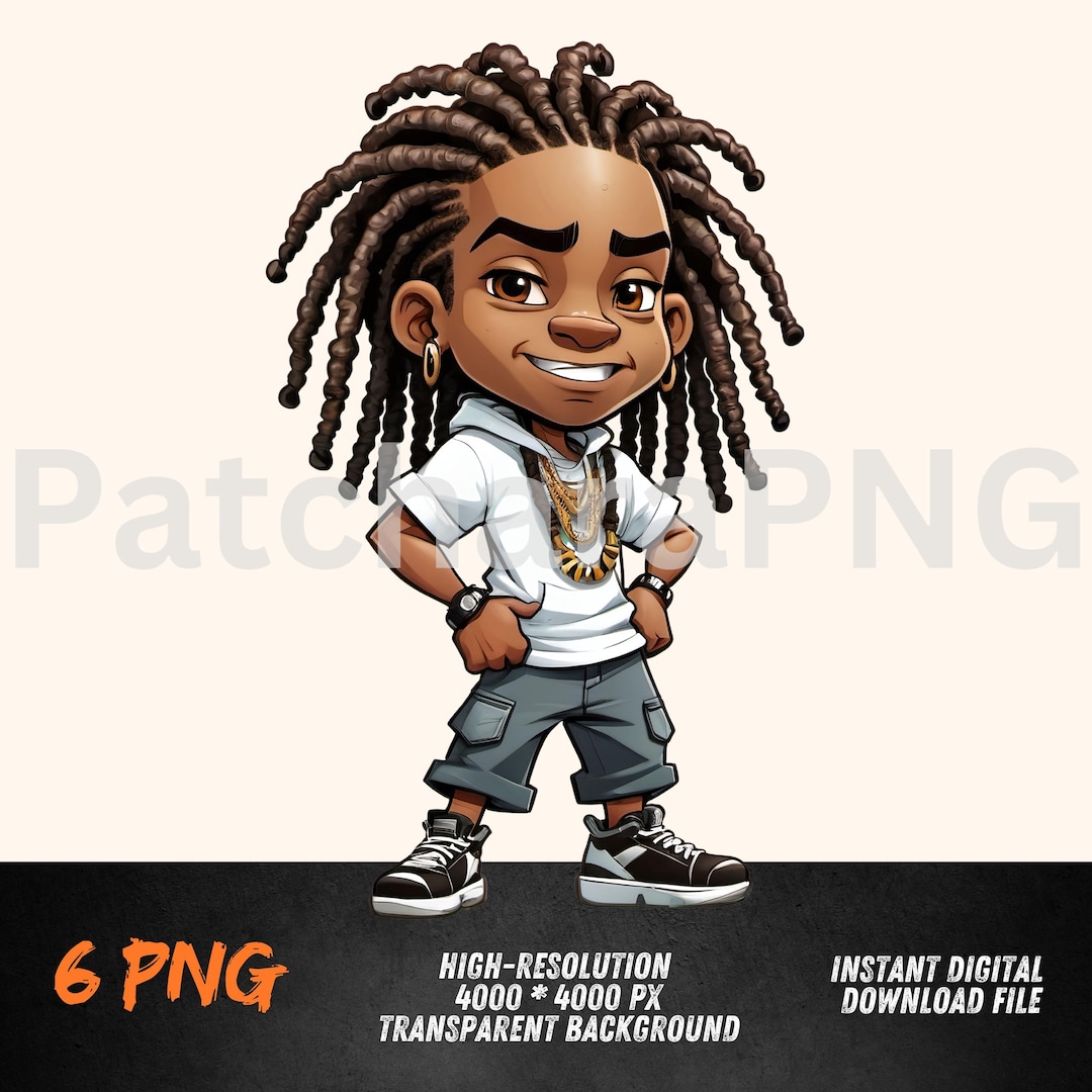 Cool Hip-hop Cartoon Character With Locs | African American Streetwear ...