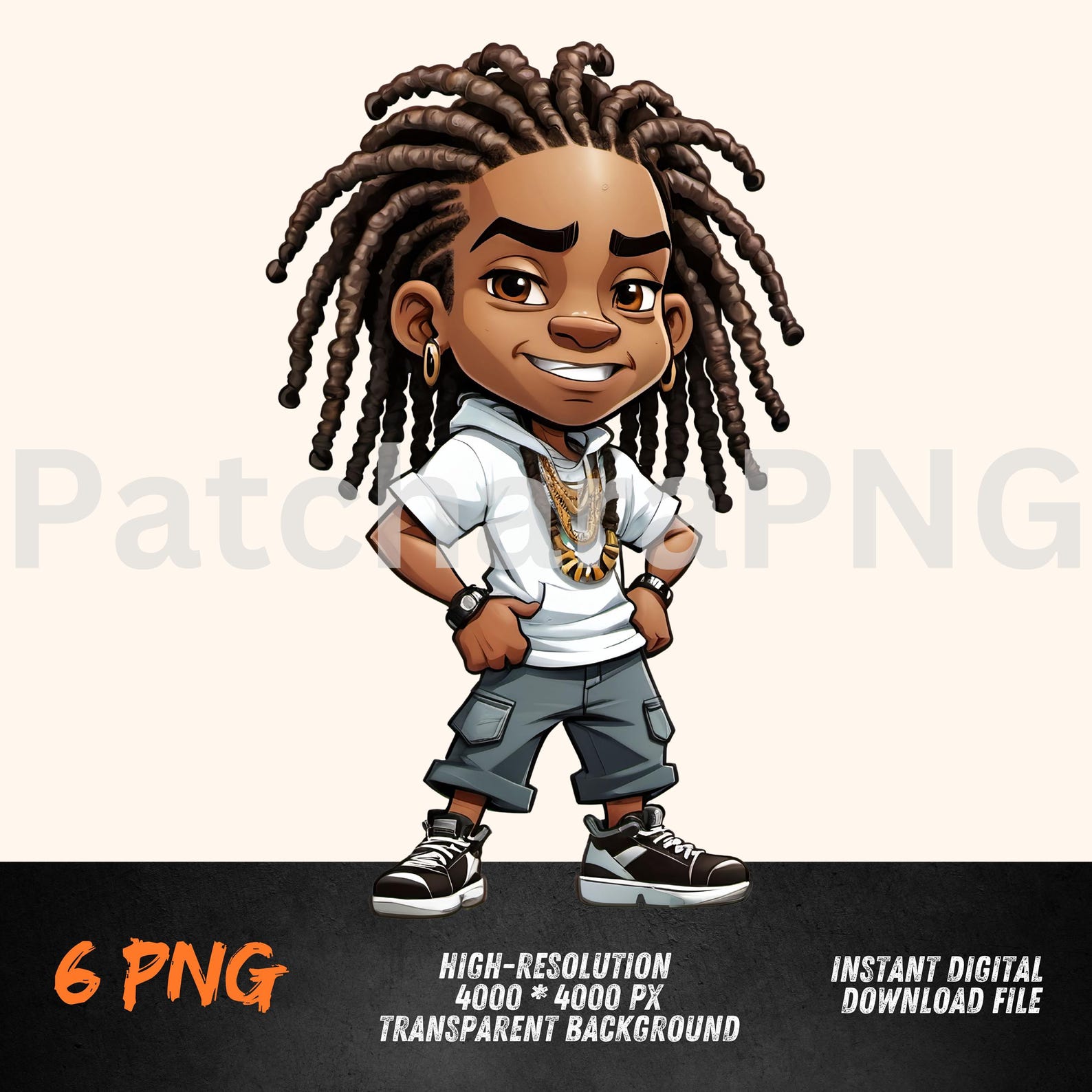 Cool Hip-hop Cartoon Character With Locs | African American Streetwear ...