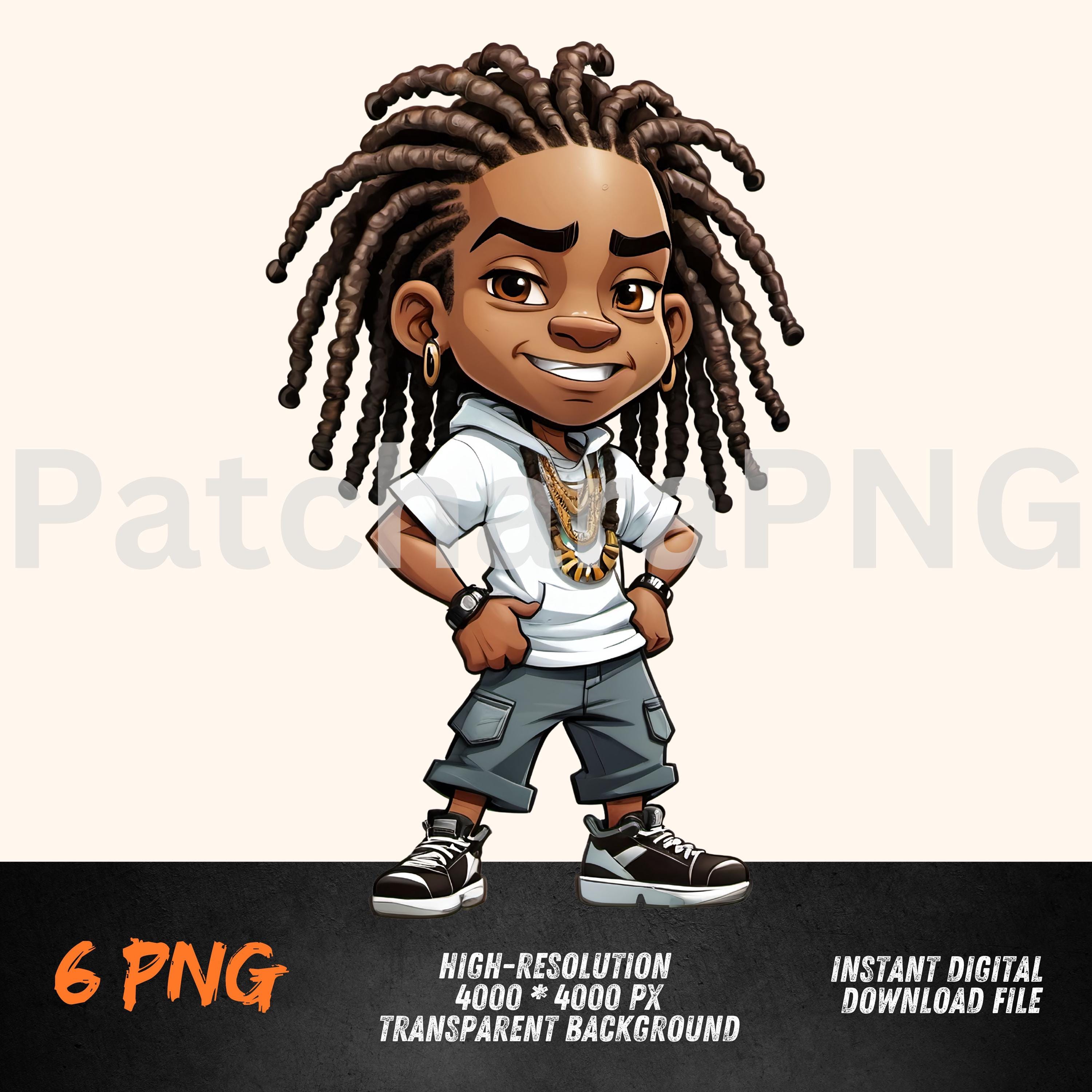 Cool Hip-hop Cartoon Character With Locs | African American Streetwear ...