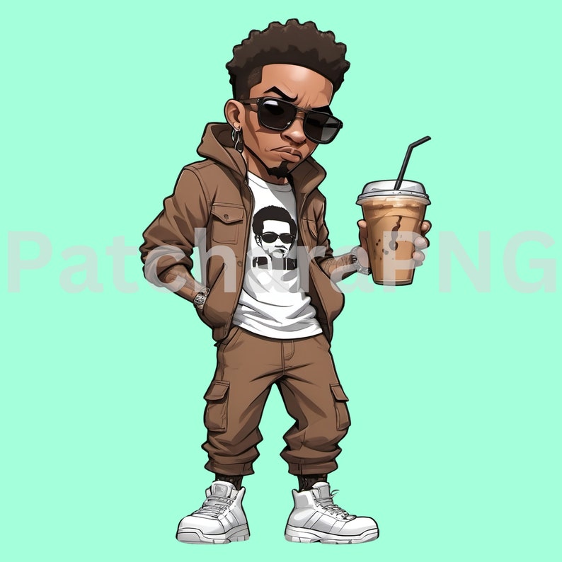 Dynamic Hip-hop Graffiti Cartoon Character With Chain and Hat ...