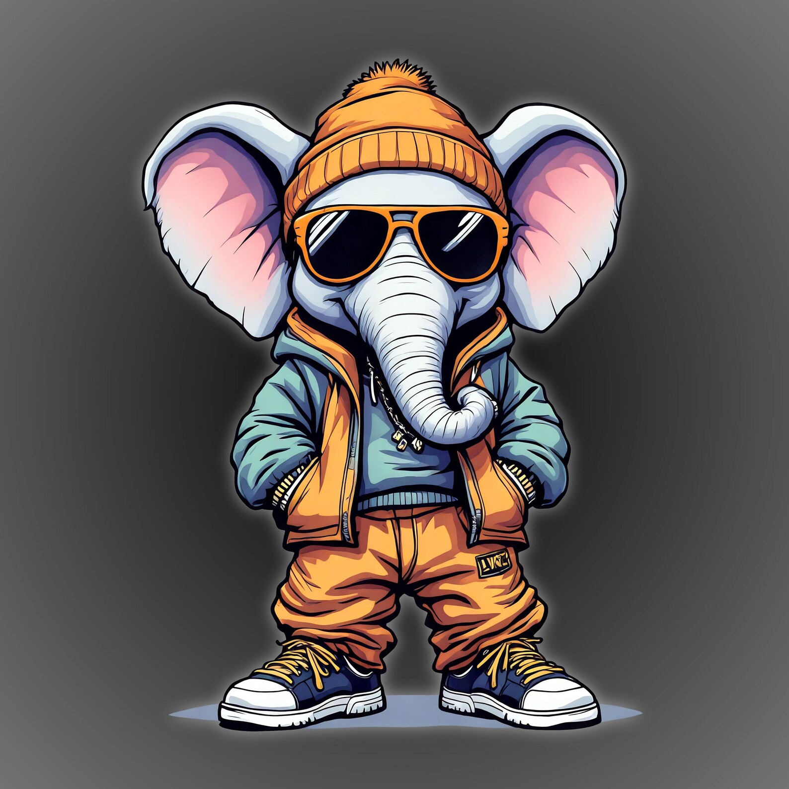 Gangsta Elephant PNG | Cool Urban Hip-hop Animal Clipart | Sublimation ...