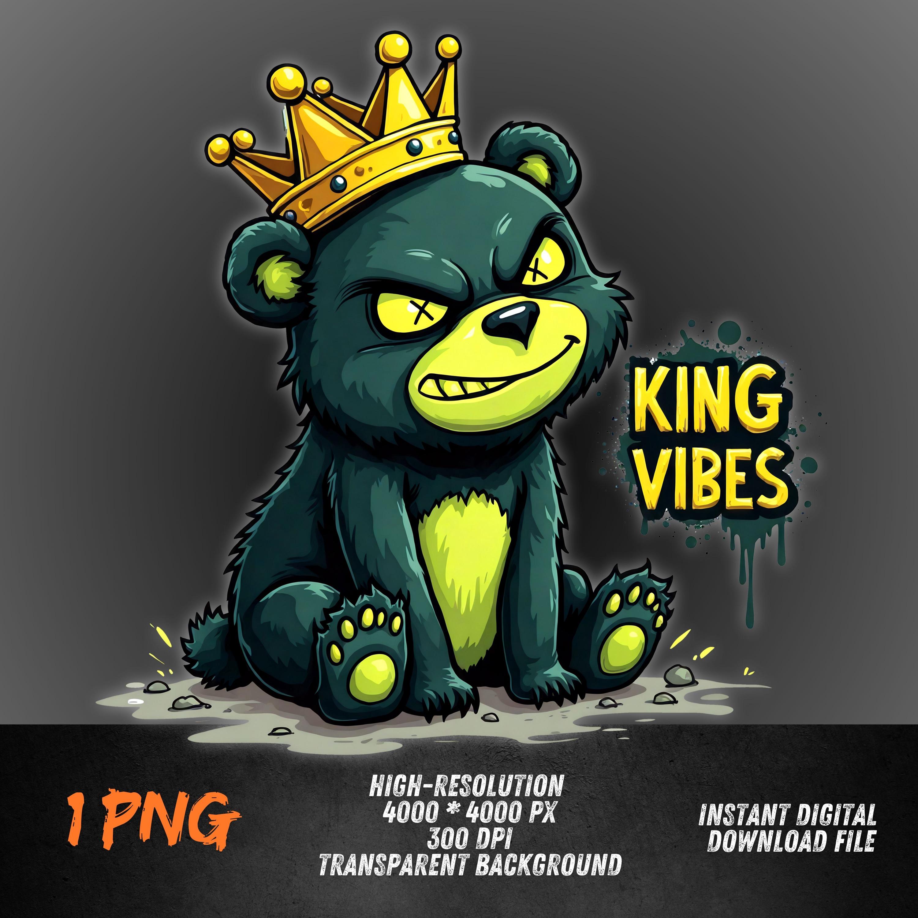 King Bear PNG | Cute Green Bear Clipart With Crown | King Vibes ...
