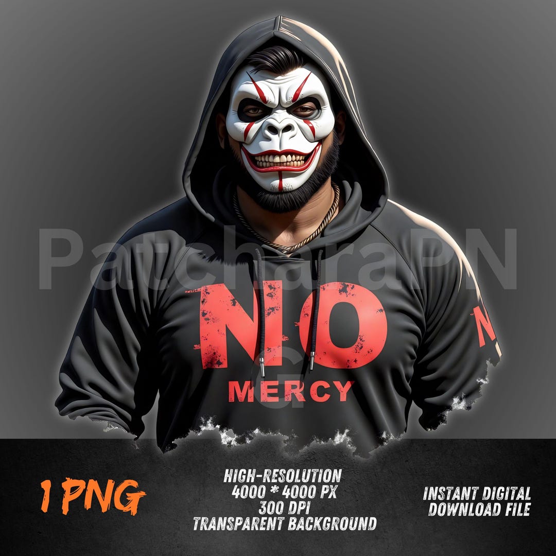 No Mercy PNG | Hoodie Mask Graffiti Quote Clipart | Urban Joker Hustle ...