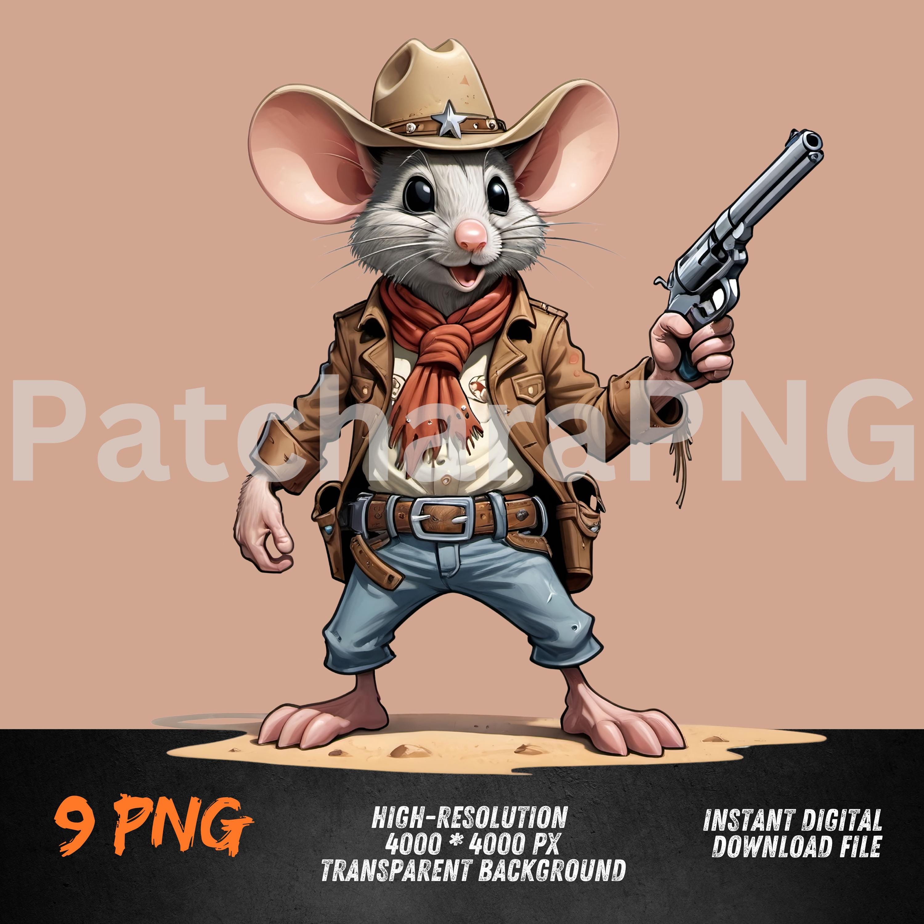 Cowboy Mouse Clipart PNG Cute Western Mouse Art Cartoon Mouse Digital ...