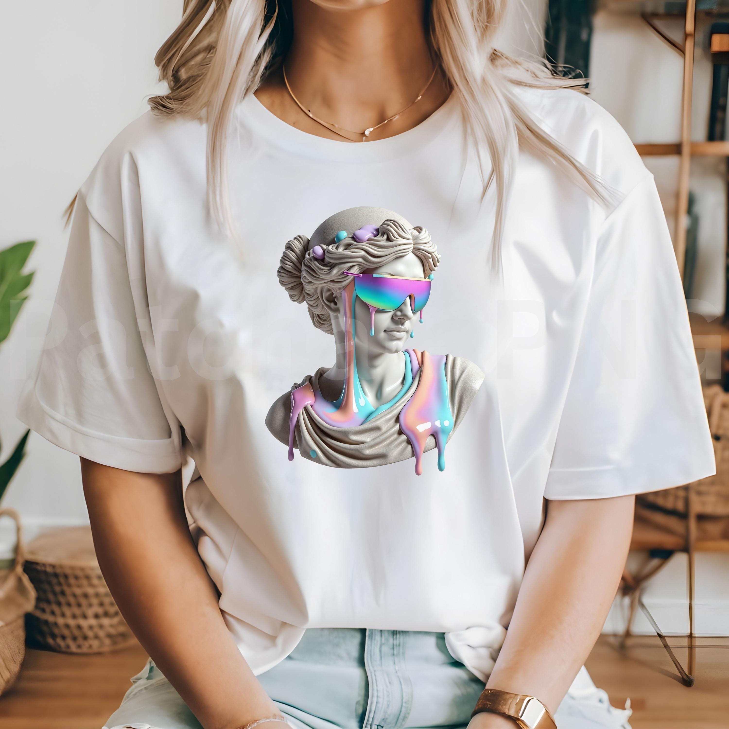 Vaporwave Goddess Bust PNG, Neon Drip Greek Statue Sublimation Design ...