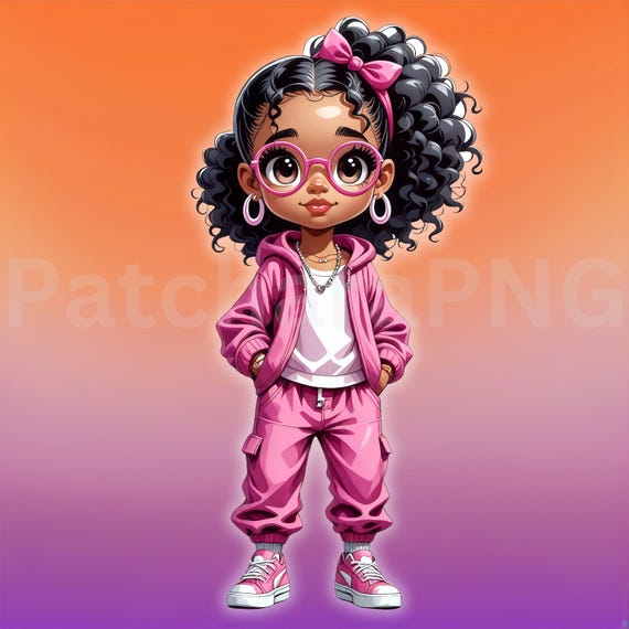 Afro Cartoon Girl Black Woman Long Hair Cartoon Vector Images (over