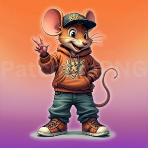 Cool Mouse PNG | Streetwear Cartoon Mouse Clipart for DTF, Sublimation ...