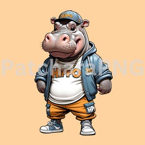 Hip-hop Hippo Cartoon Graffiti Art | Cool Streetwear Hippo Character ...
