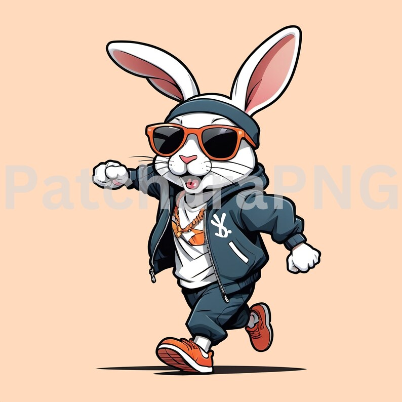 Hip-hop Bunny PNG, Cute Bunny Clipart, Rap Rabbit Digital Download, Hip ...