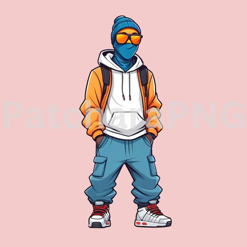 Hip-hop Ski Mask Characters PNG Duo | Gangsta Streetwear Cartoon | DTF ...