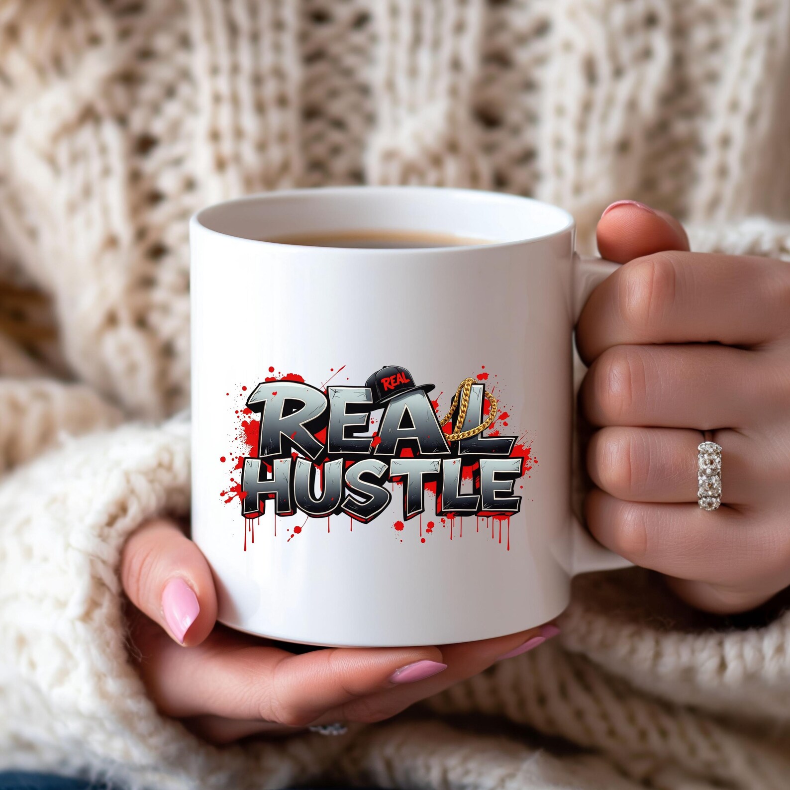 Real Hustle PNG | Graffiti Hustle Quote Clipart With Gold Chain | Urban ...