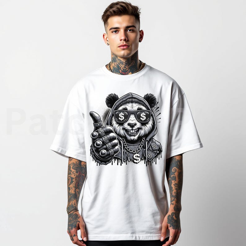Streetwear Panda PNG, Dollar Sunglasses Panda Thumbs up Design, Funny ...