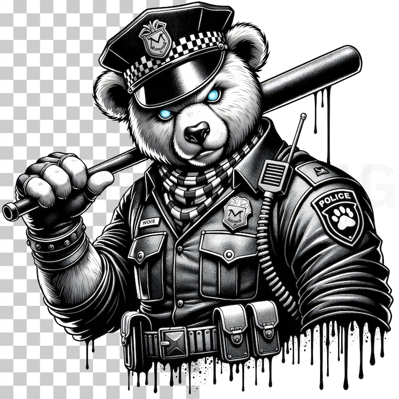 Police Bear PNG | Law Enforcement Teddy Clipart With Baton | Digital ...