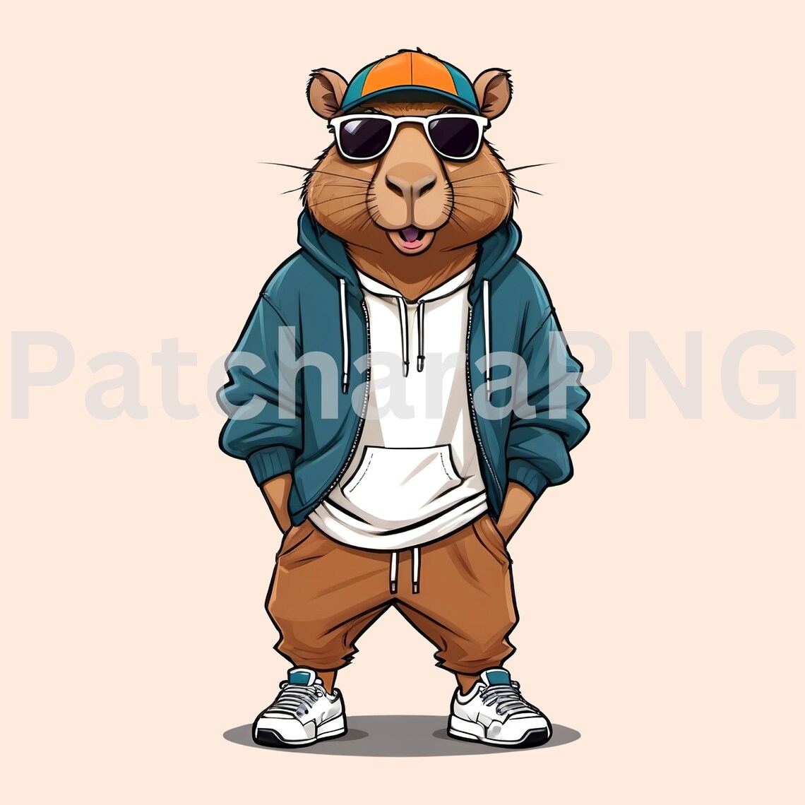 Capybara PNG | Coole Capybara Clipart im Hoodie | Urban Hip Hop Nager ...
