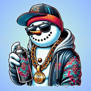 Graffiti Snowman Clipart | Hip-hop Snowman PNG | Streetwear Christmas ...