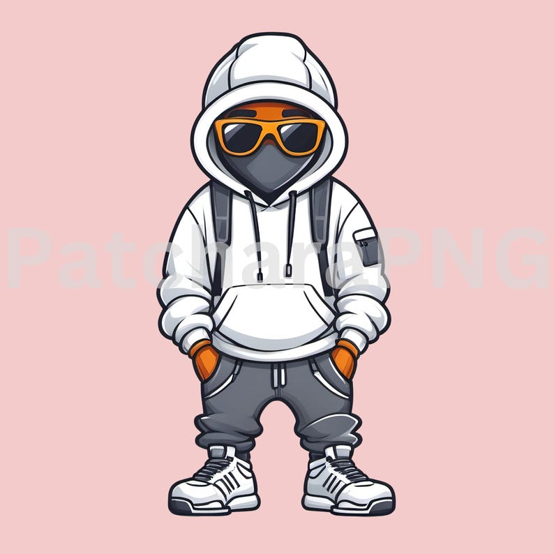 Hip-hop Ski Mask Character PNG | Cool Cartoon Streetwear Graphic ...