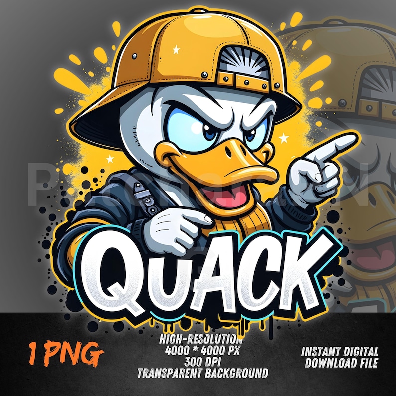 Cool Duck Clipart PNG | Streetwear Cartoon Duck Design | Hip Hop ...
