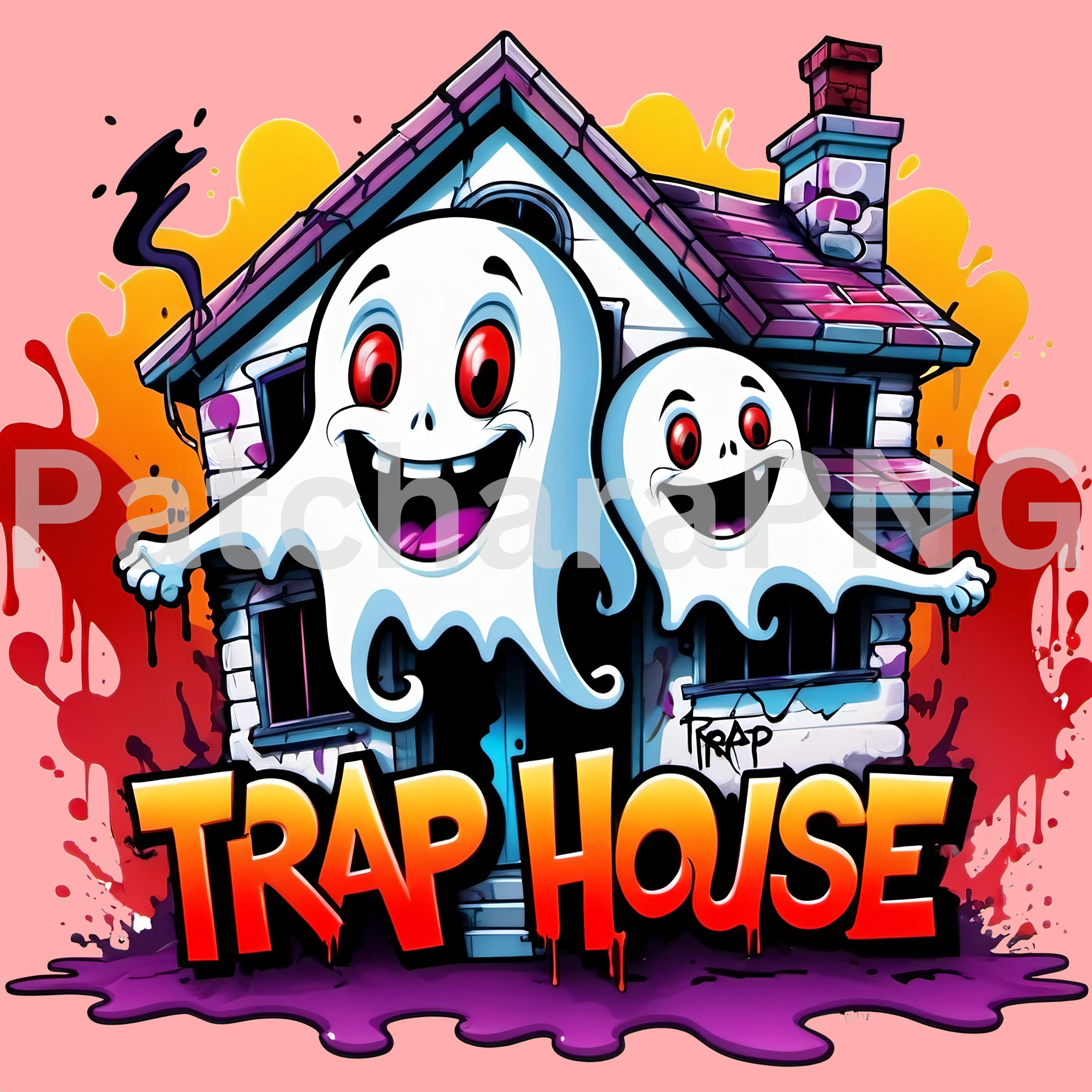 Trap House Graffiti Art and Ghost Set 2 Colorful Cartoon Design With ...