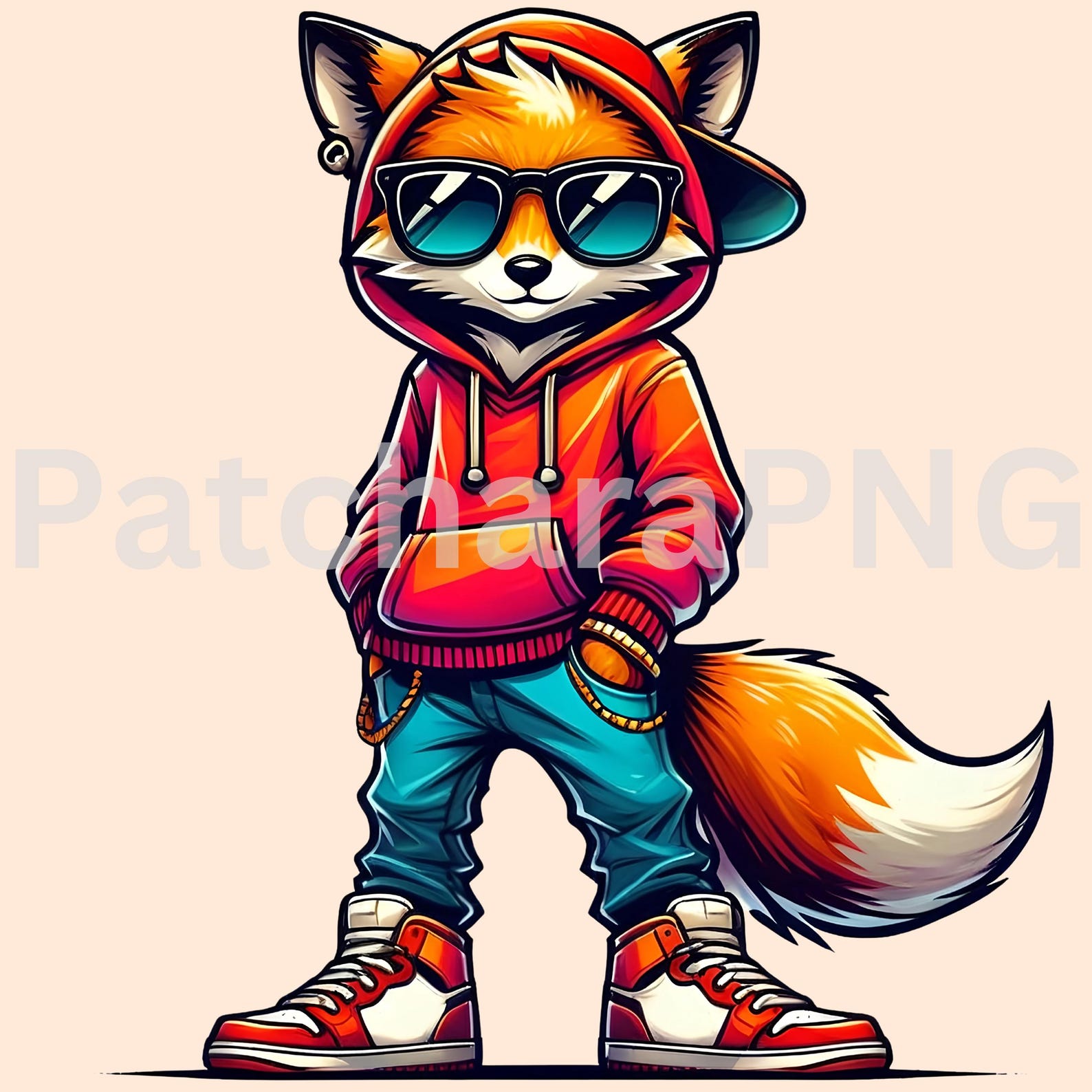 Cool Fox PNG | Street Fox Clipart in Hoodie and Sunglasses | Urban ...